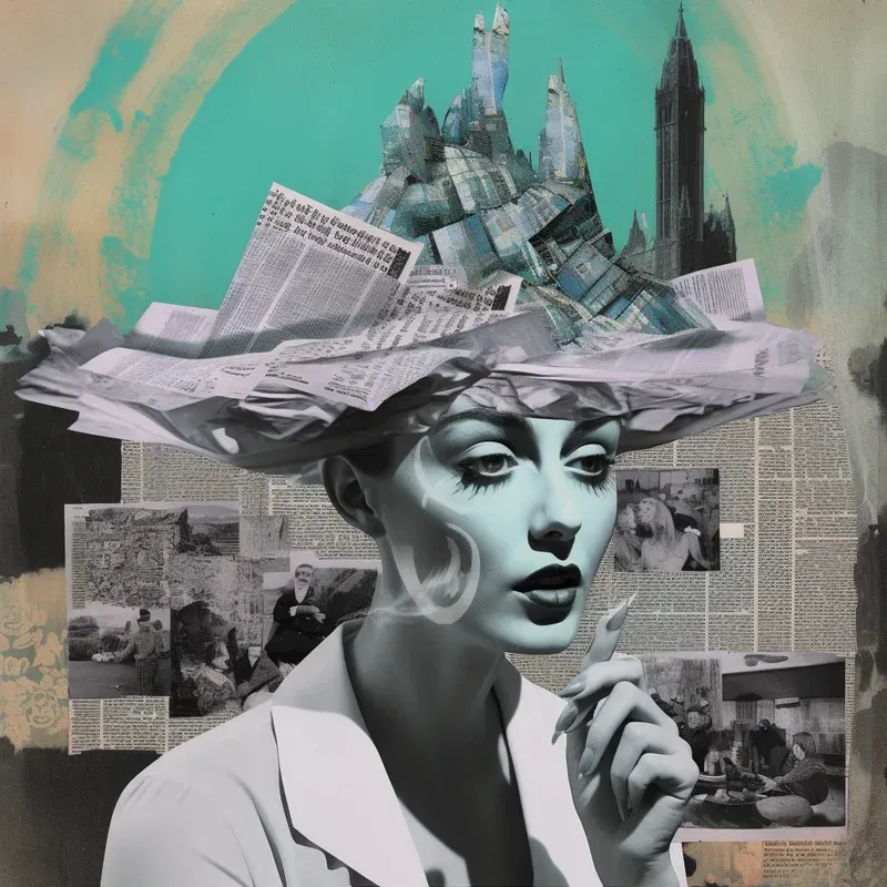 Weird Analog Collages Midjourney Prompt | PromptBase