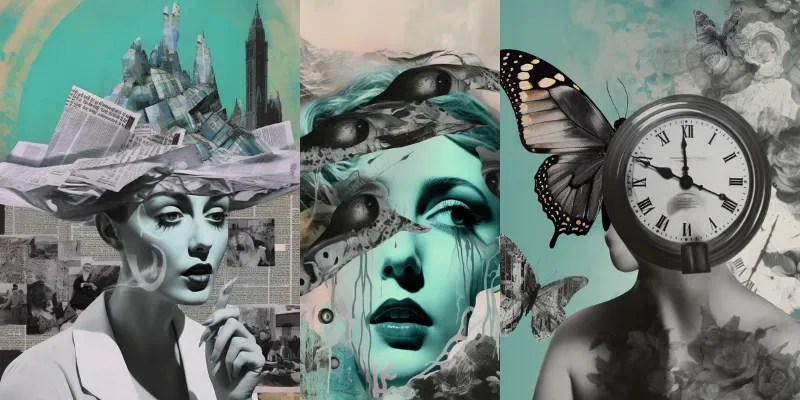 Weird Analog Collages Midjourney Prompt | PromptBase