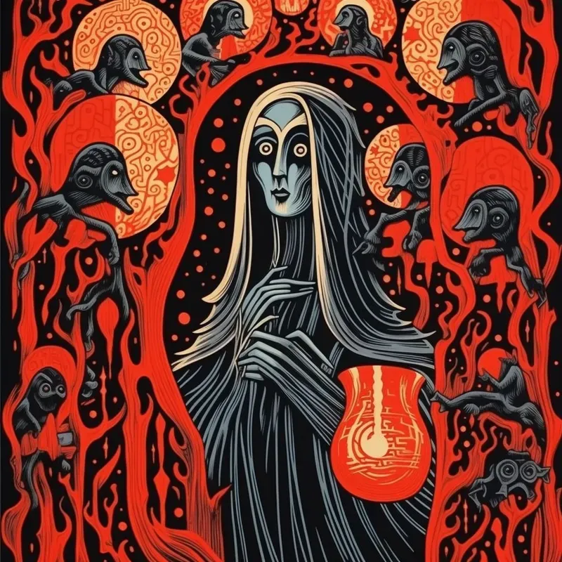 Creepy Surreal Linocuts Midjourney Prompt | PromptBase