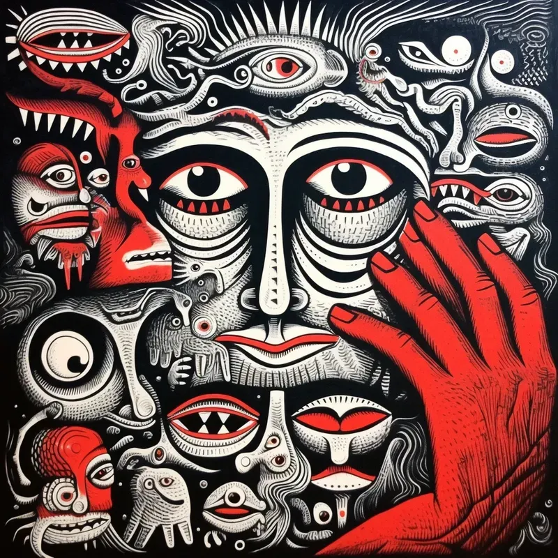 Creepy Surreal Linocuts Midjourney Prompt | PromptBase