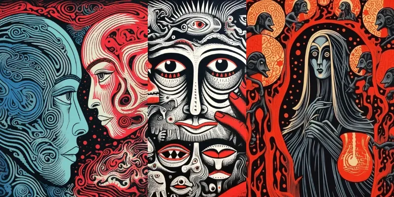 Creepy Surreal Linocuts Midjourney Prompt | PromptBase