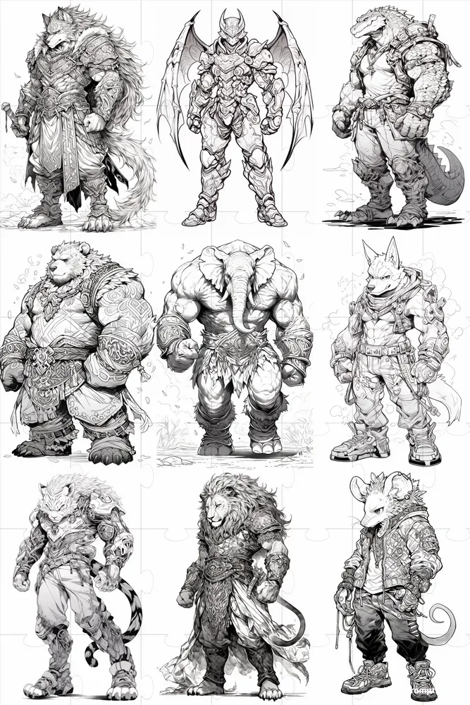 Humanoid Coloring Pages Midjourney Prompt | PromptBase