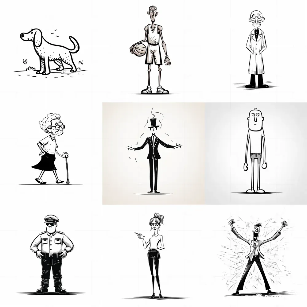 Minimal Cartoon Characters Midjourney Prompt | PromptBase