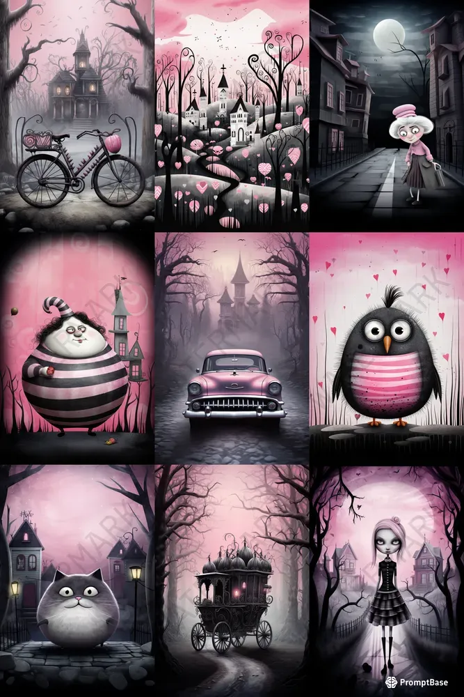 Cute Gothic Postcards Quirky Art Posters Midjourney Prompt | PromptBase