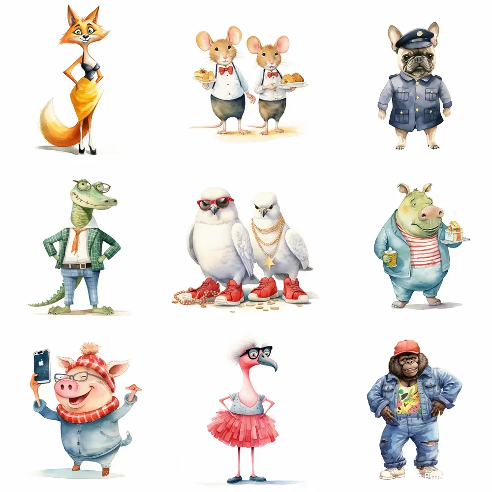 Simple Funny Animals Illustrations Midjourney Prompt | PromptBase