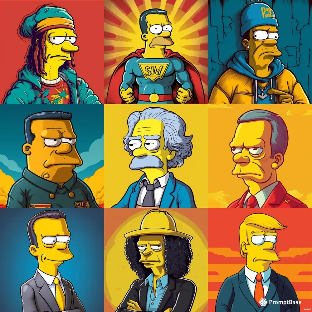 Simpson Transformations Of Famous Characters Midjourney Prompt | PromptBase