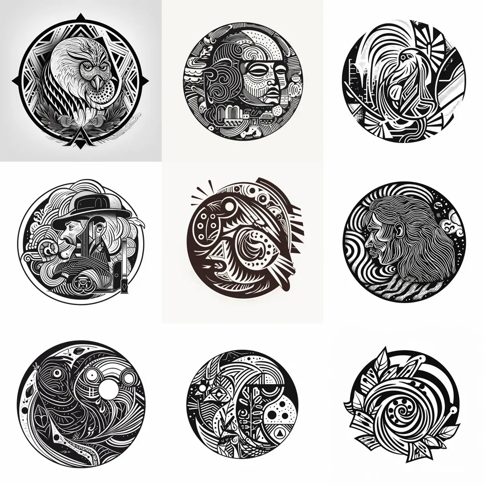 Intricate Linocut-inspired Logos Midjourney Prompt | PromptBase