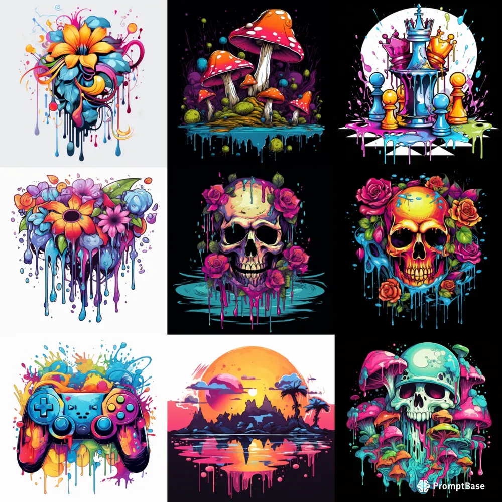 Psychedelic Drippy Tshirt Designs Midjourney Prompt | PromptBase