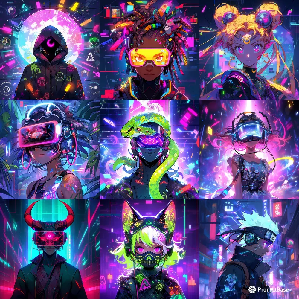Cyberpunk Neon Avatars Midjourney Prompt | PromptBase