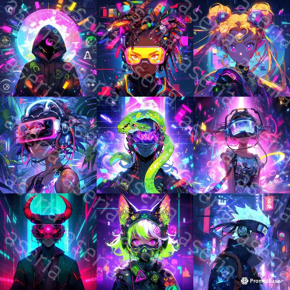 Cyberpunk Neon Avatars Midjourney Prompt | PromptBase