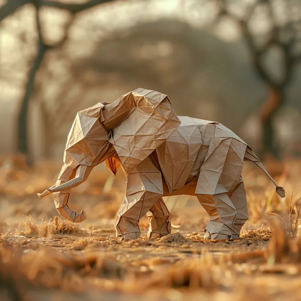 Origami Wild Animal Photographs Midjourney Prompt | PromptBase