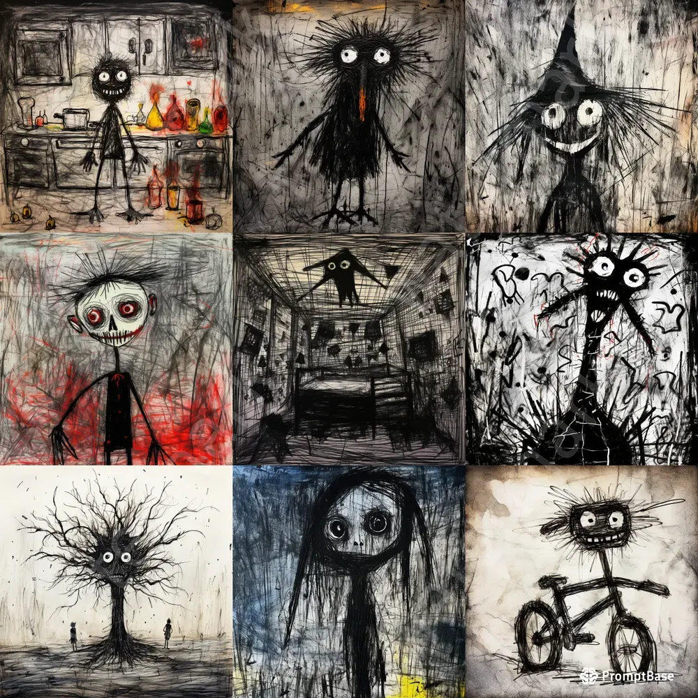 Creepy Scary Children Drawings Midjourney Prompt | PromptBase