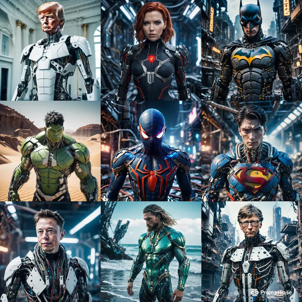 Cyborg Different Characters Stable Diffusion Prompt | PromptBase