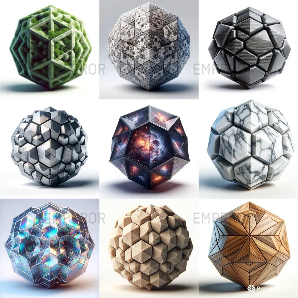 3D Textured Dodecahedrons DALL·E Prompt | PromptBase