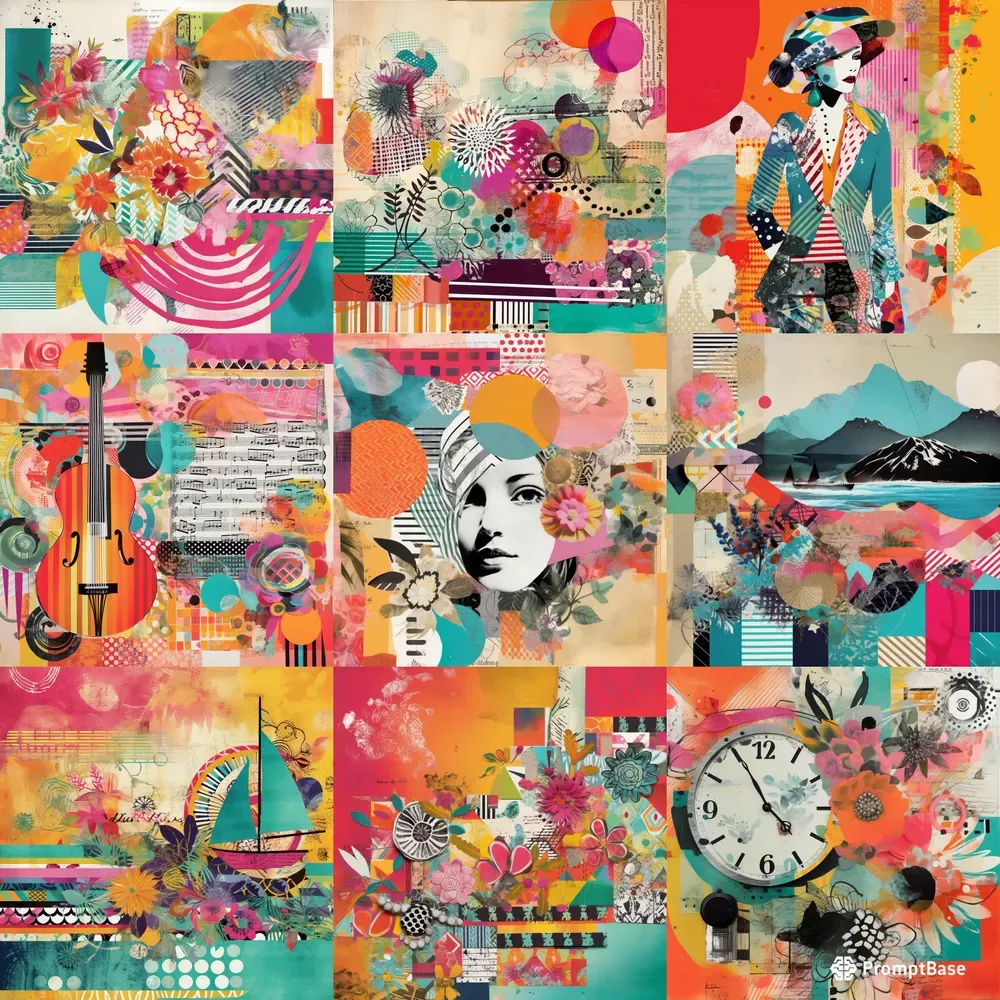 Colorful Journal Collages Midjourney Prompt | PromptBase