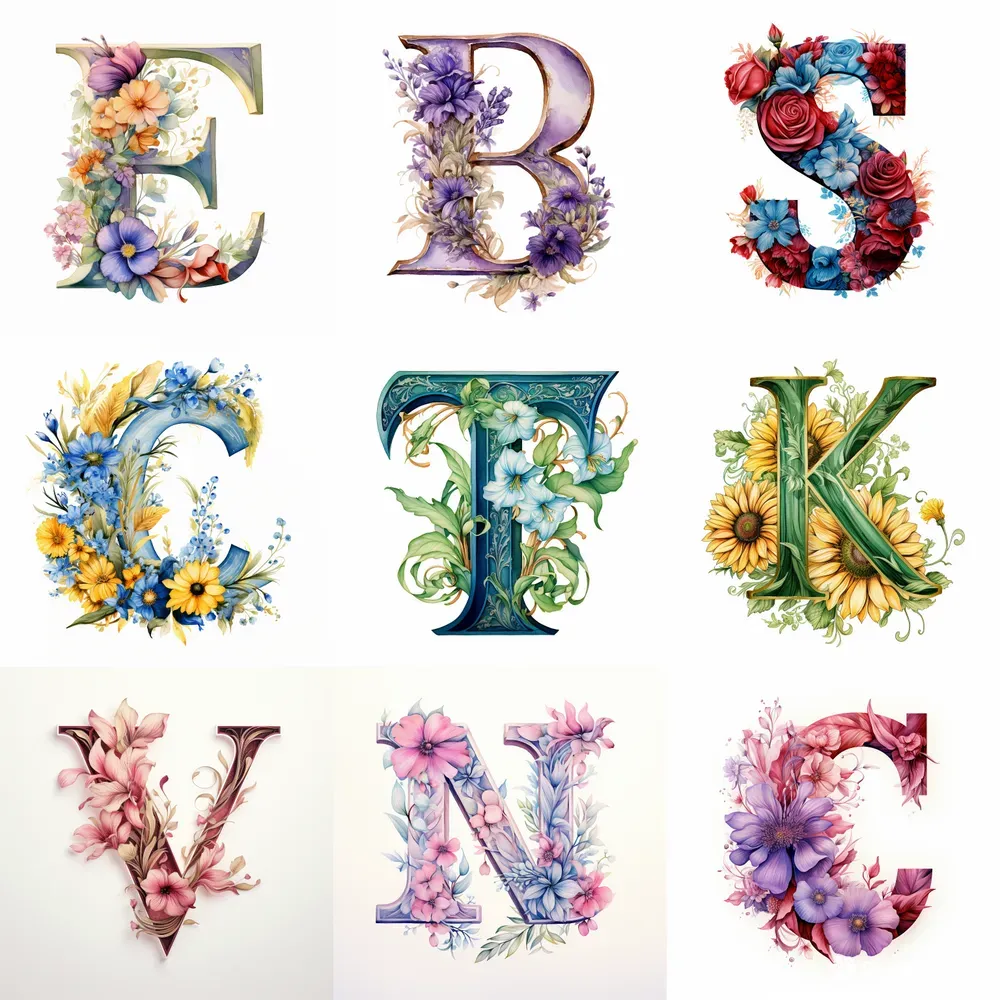Watercolor Floral Intricate Letters Midjourney Prompt | PromptBase
