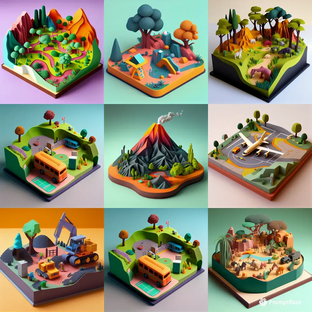 Isometric Miniature Sceneries Midjourney Prompt | PromptBase