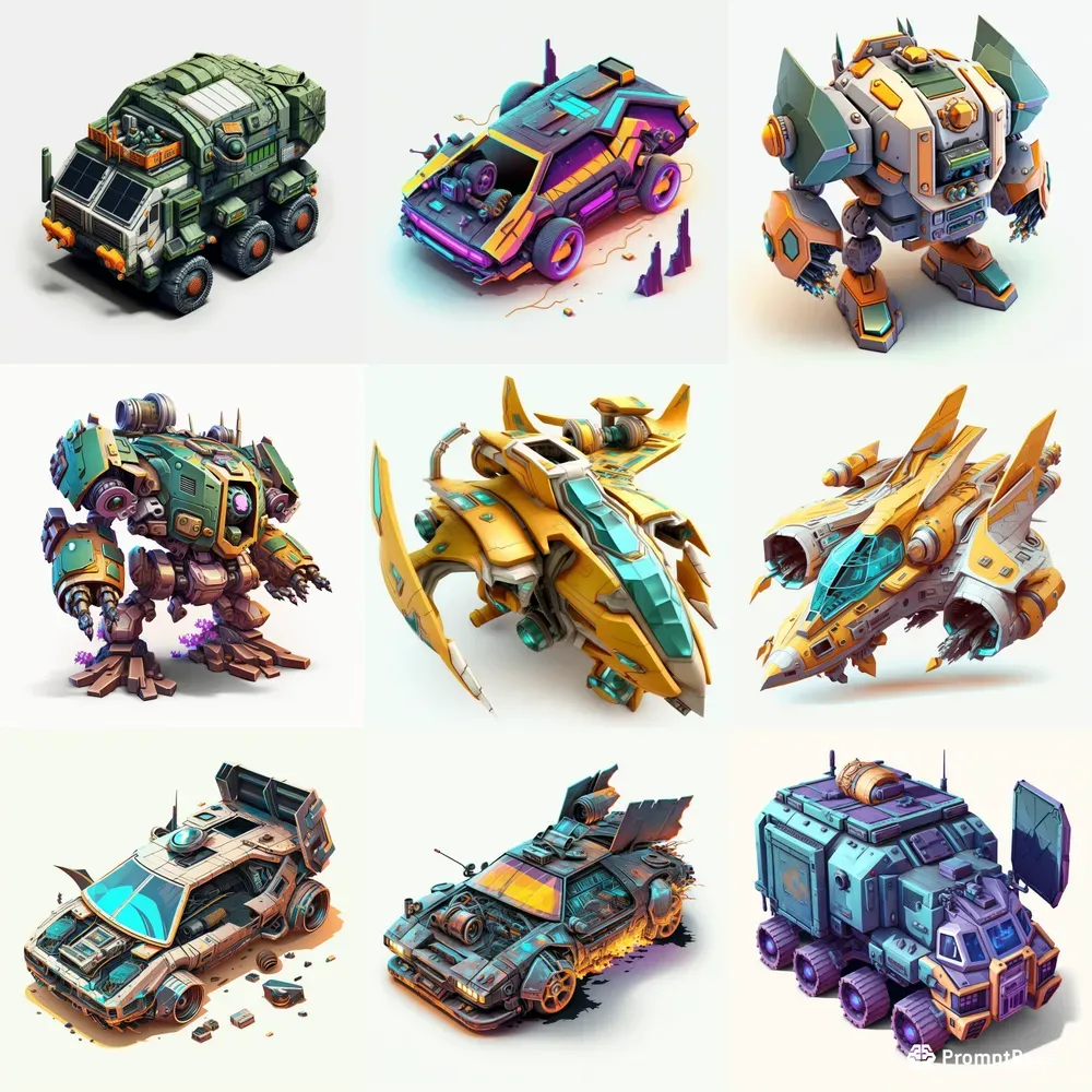 Isometric Sci-fi 3D Game Assets Midjourney Prompt | PromptBase