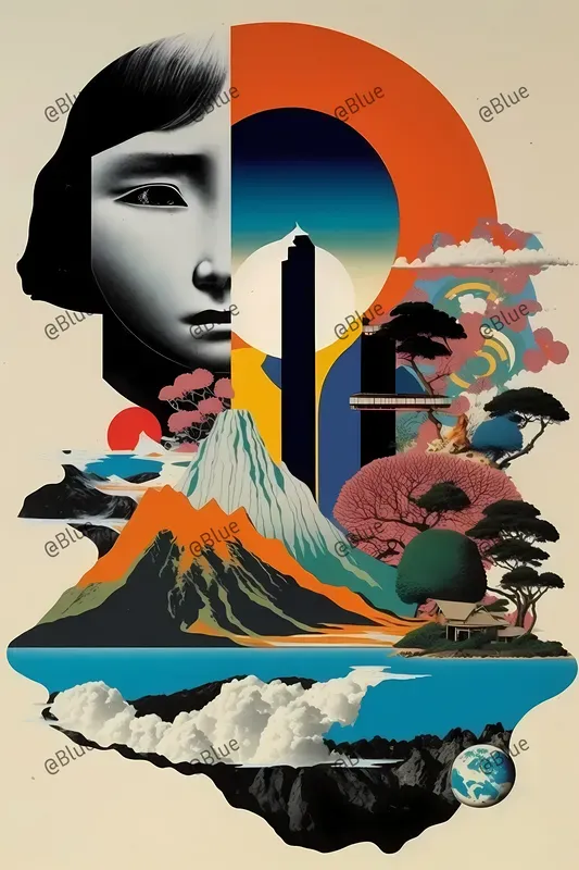 Japanese Pop-art Collage Posters Midjourney Prompt | PromptBase