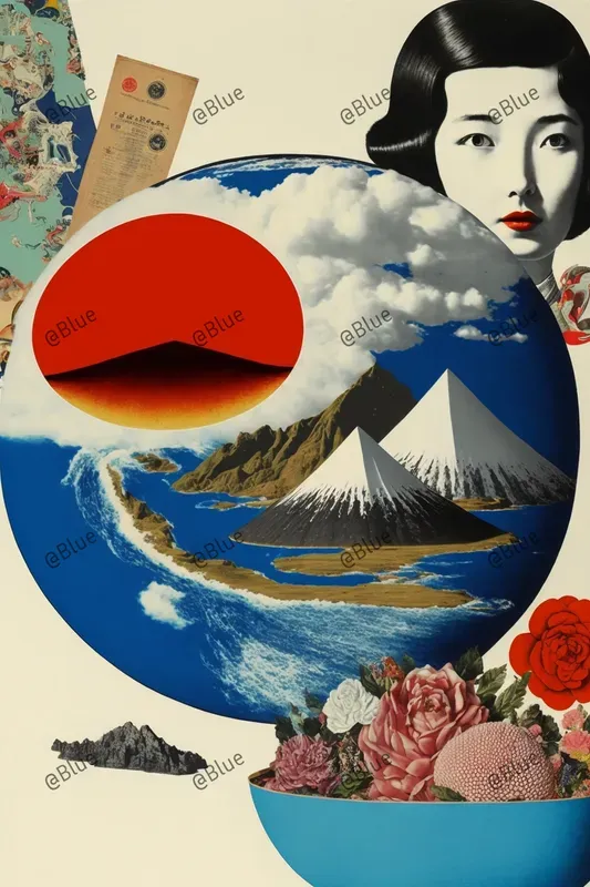 Japanese Pop-art Collage Posters Midjourney Prompt | PromptBase