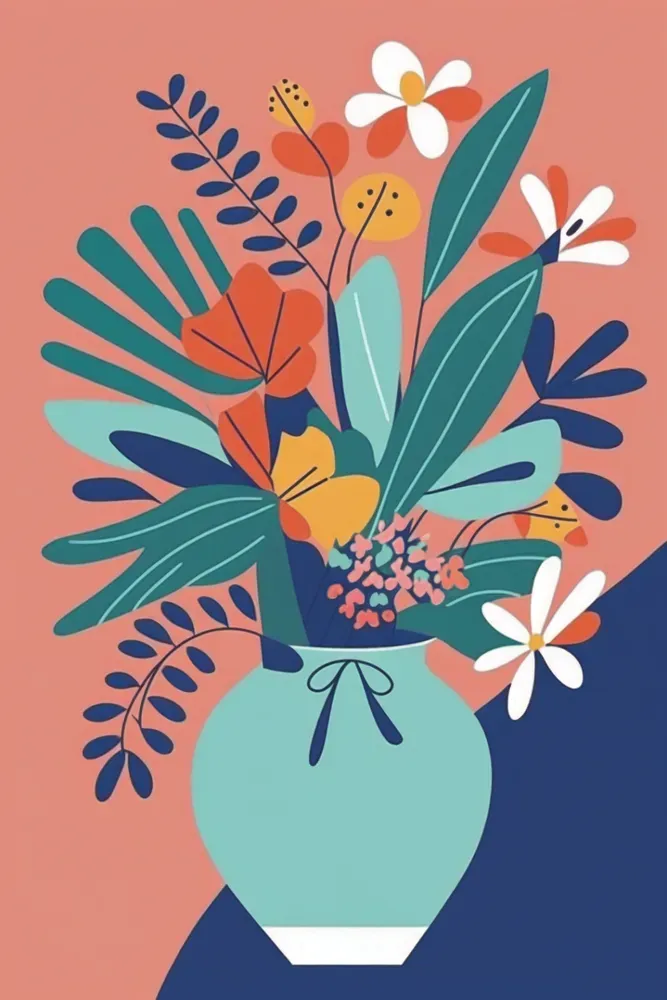 Trendy Vibrant Flowers Art Posters Midjourney Prompt | PromptBase