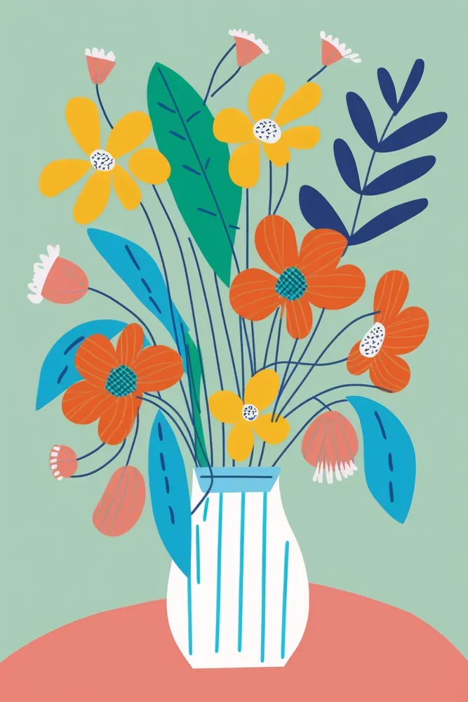Trendy Vibrant Flowers Art Posters Midjourney Prompt | PromptBase