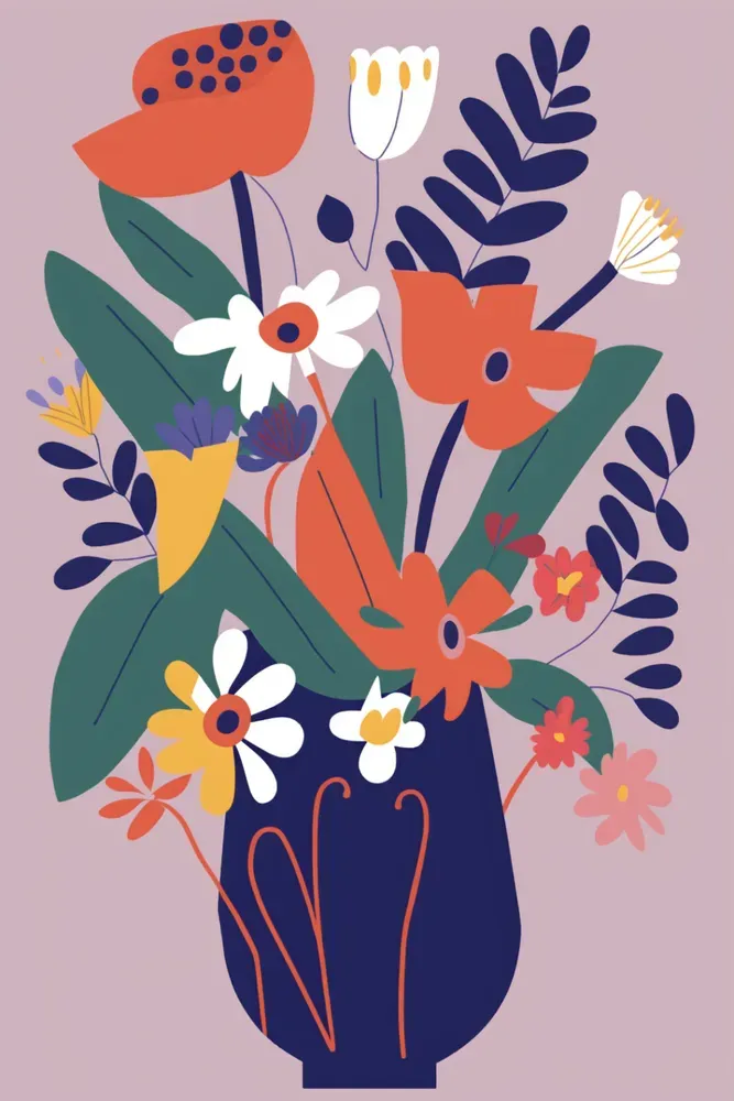 Trendy Vibrant Flowers Art Posters Midjourney Prompt | PromptBase