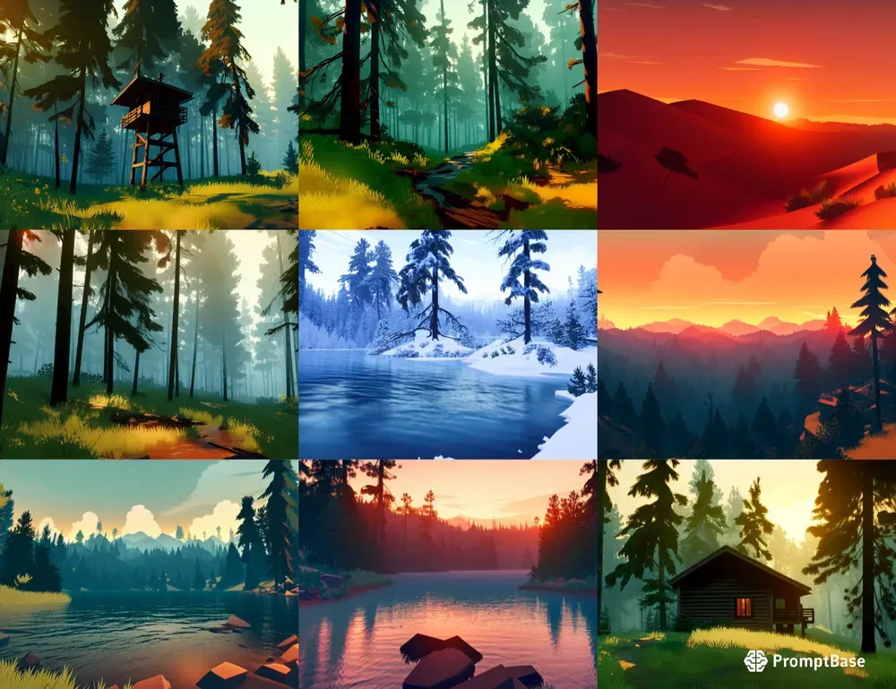 Firewatch Style Backgrounds Stable Diffusion Prompt | PromptBase