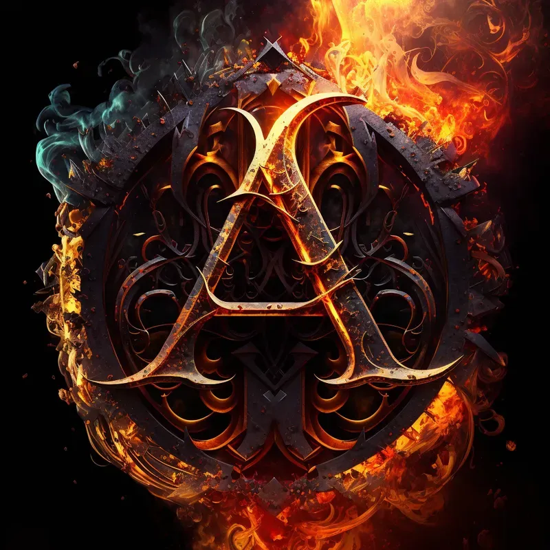 Gothic Logos With Fire Burning Letters Midjourney Prompt | PromptBase