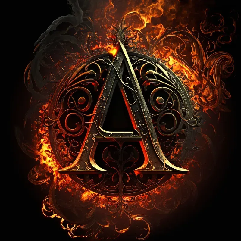 Gothic Logos With Fire Burning Letters Midjourney Prompt | PromptBase