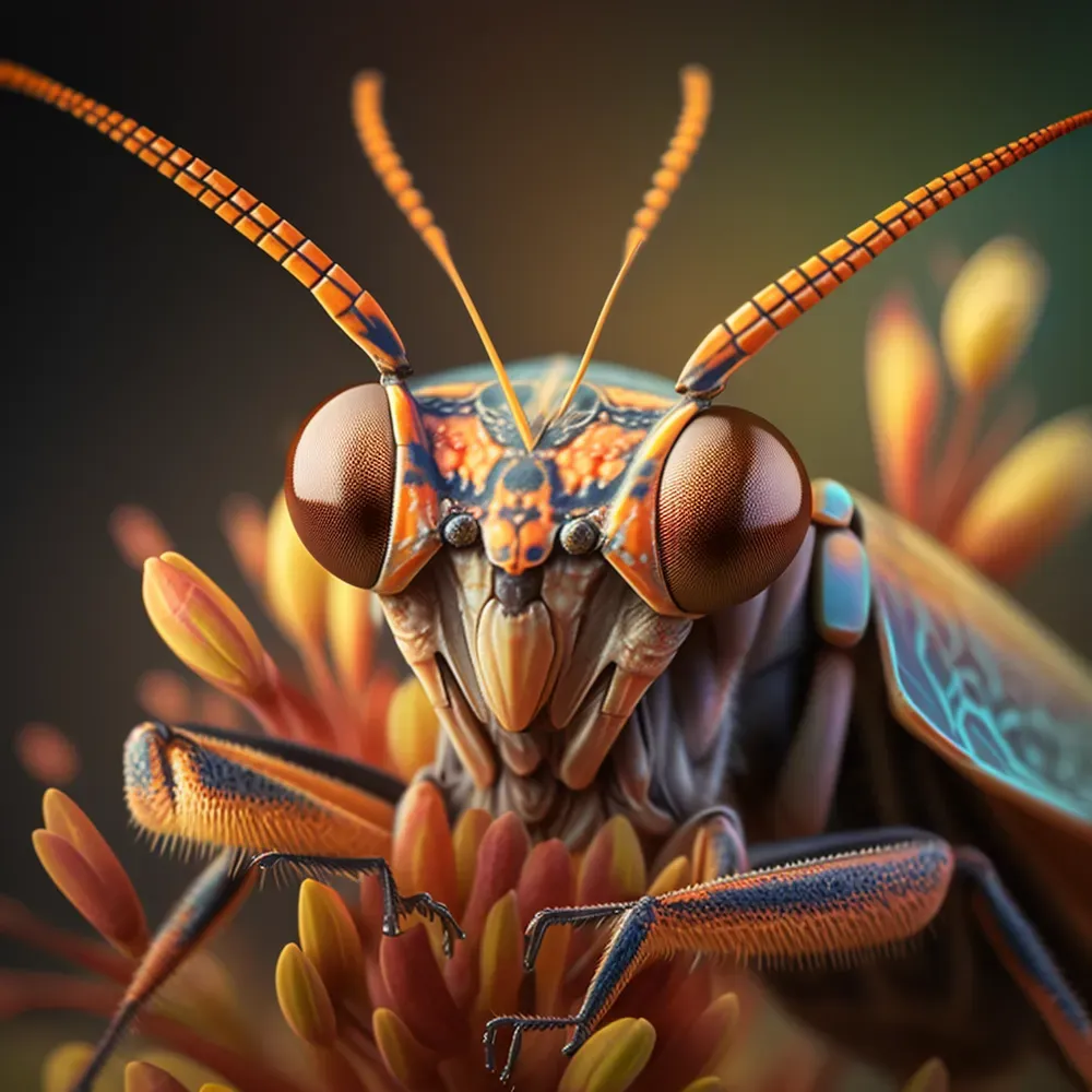 Vibrant Macro Photos Of Insects Midjourney Prompt | PromptBase