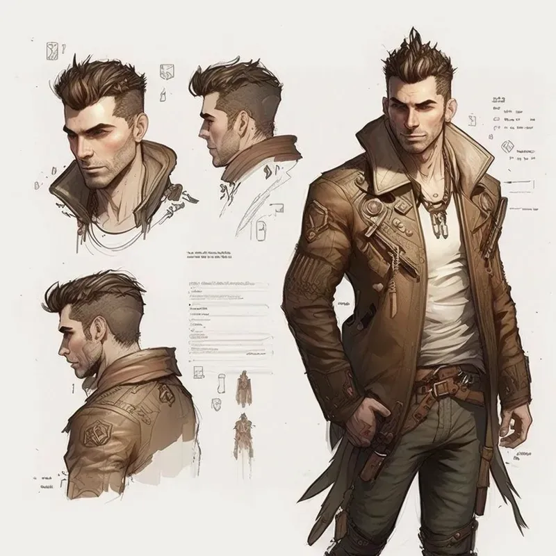 Hand-drawn Character Concept Sheets Midjourney Prompt | PromptBase