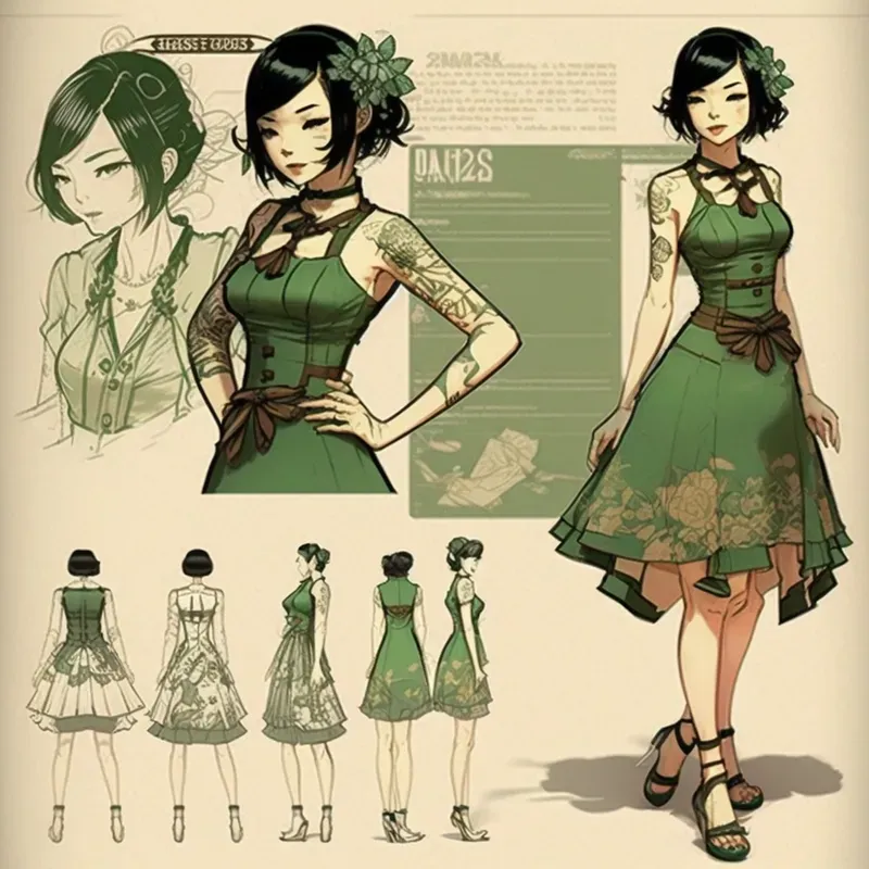 Hand-drawn Character Concept Sheets Midjourney Prompt | PromptBase