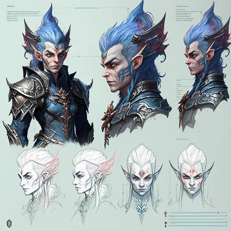 Hand-drawn Character Concept Sheets Midjourney Prompt | PromptBase