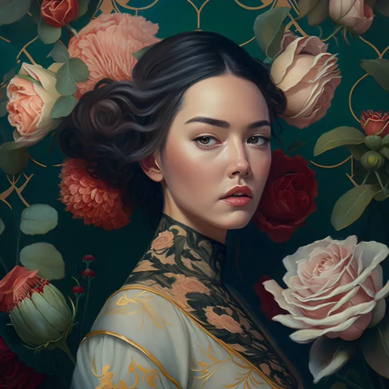 Floral Portraits Of Beautiful Women Midjourney Prompt | PromptBase