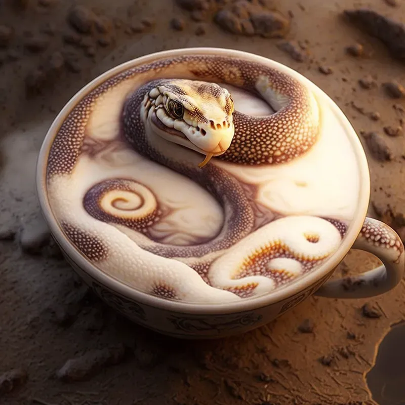 Fantasy Latte Art With Animals Midjourney Prompt | PromptBase