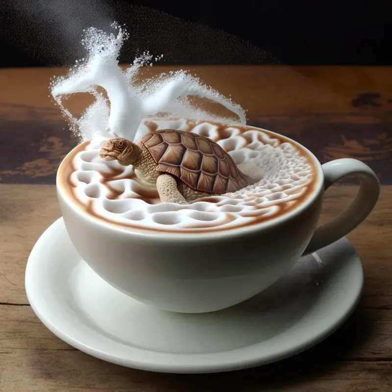 Fantasy Latte Art With Animals Midjourney Prompt | PromptBase