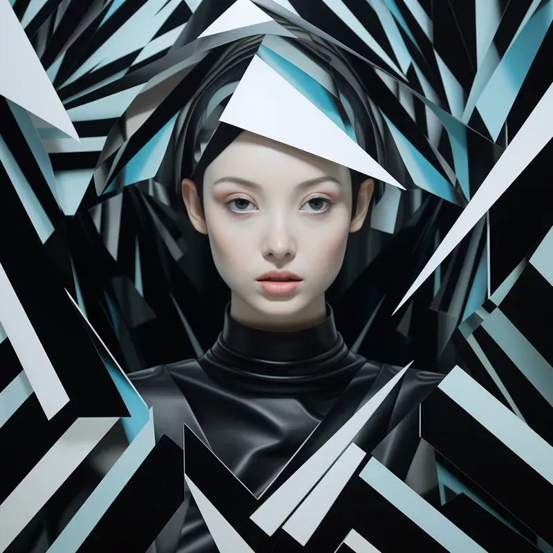 Mind Bending Surreal Geometric Portraits Midjourney Prompt | PromptBase