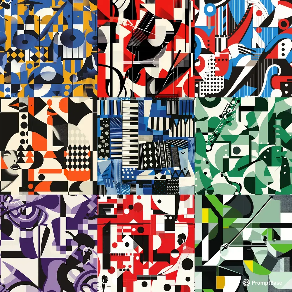 Cubist Music Patterns Midjourney Prompt | PromptBase