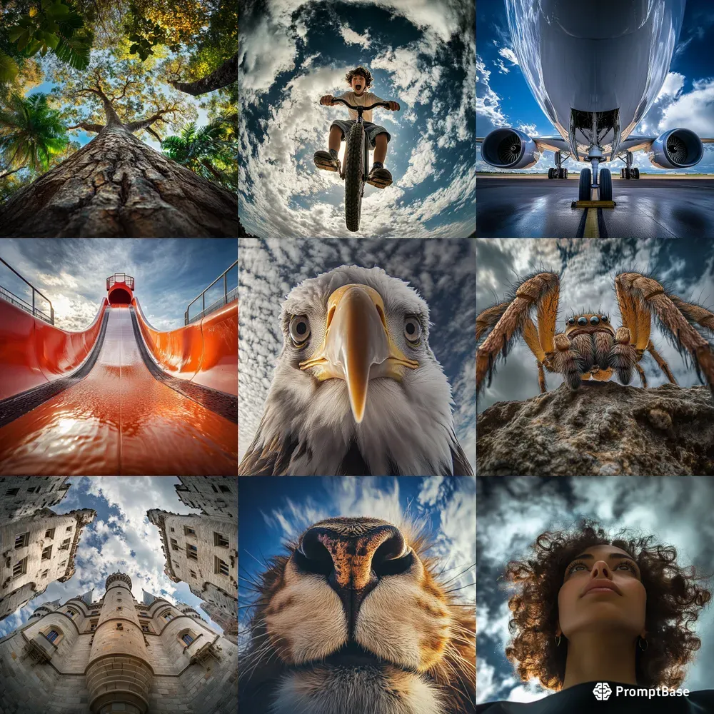 Worms Eye View Perspective Photography Midjourney Prompt | PromptBase