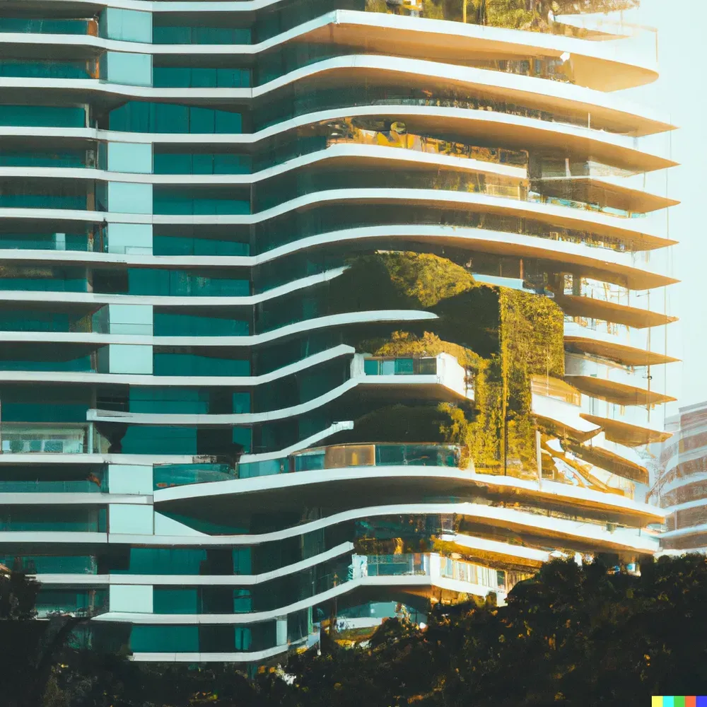 Skyscraper Balcony Photography DALL·E Prompt | PromptBase