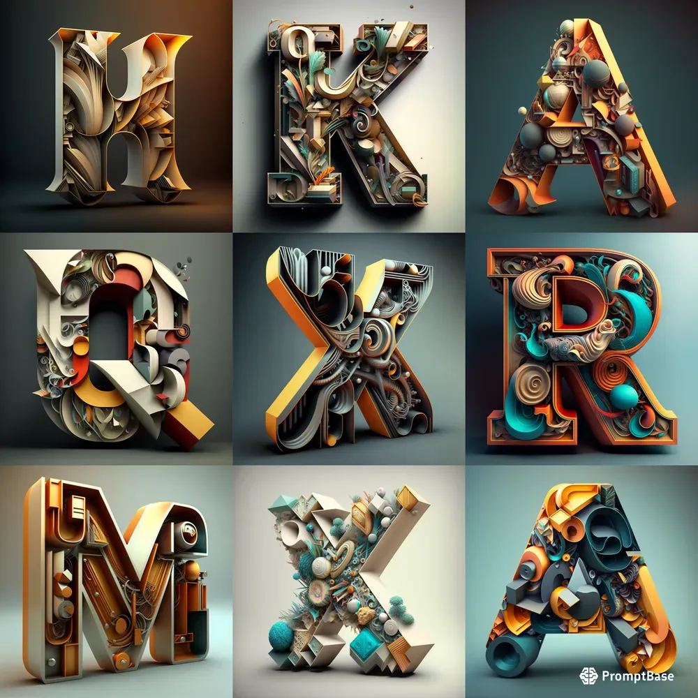 3D Alphabet Letter Posters Midjourney Prompt | PromptBase