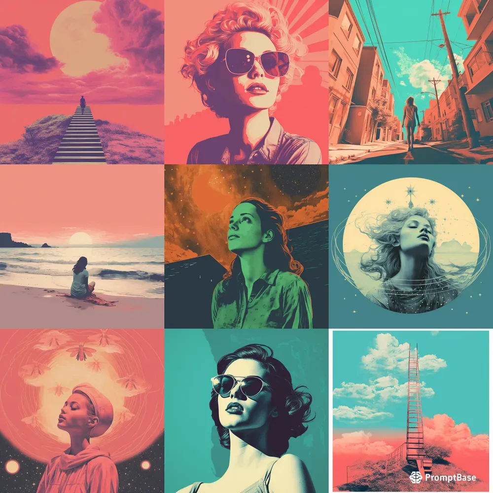 Retro Riso Pastel Dreamlike Collages Midjourney Prompt | PromptBase