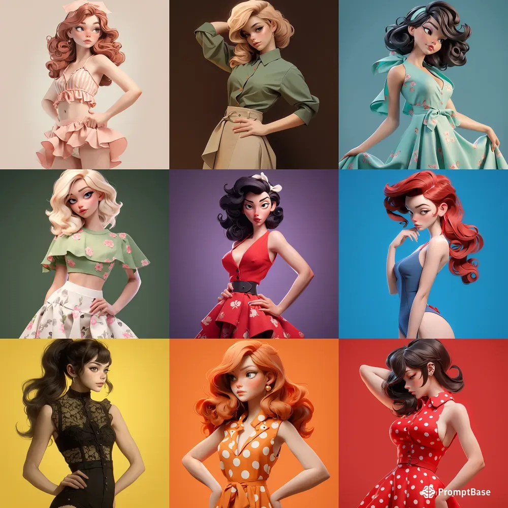Alluring Pinup Girls Illustrations Midjourney Prompt | PromptBase