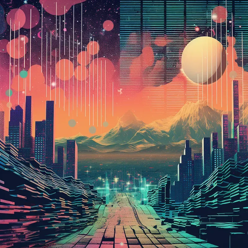 Glitchwave Retro Collage Album Covers Midjourney Prompt | PromptBase