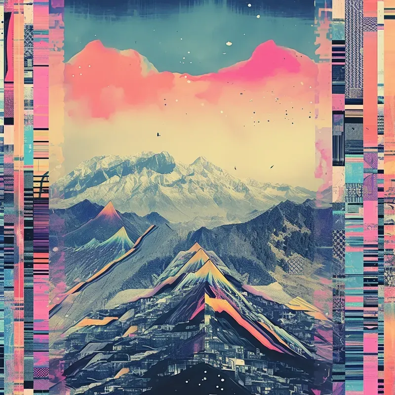 Glitchwave Retro Collage Album Covers Midjourney Prompt | PromptBase