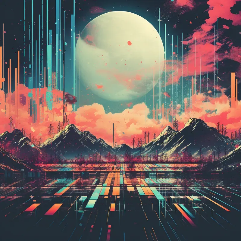 Glitchwave Retro Collage Album Covers Midjourney Prompt | PromptBase