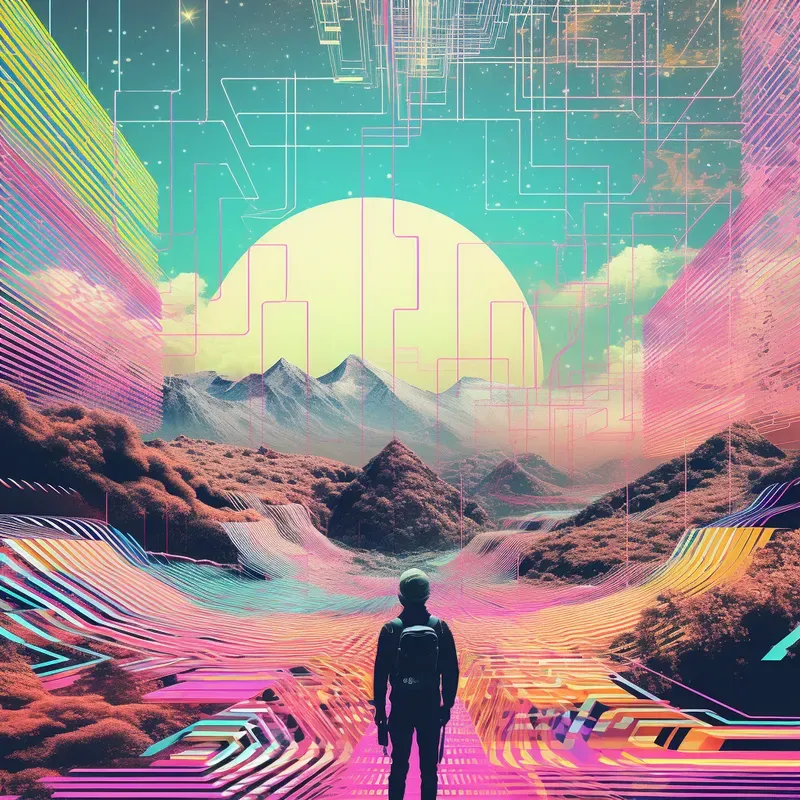 Glitchwave Retro Collage Album Covers Midjourney Prompt | PromptBase