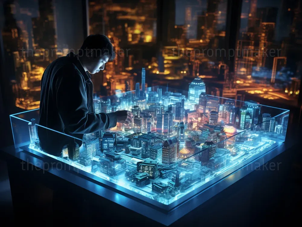 Futuristic Scenes With Holographic Style Midjourney Prompt | PromptBase