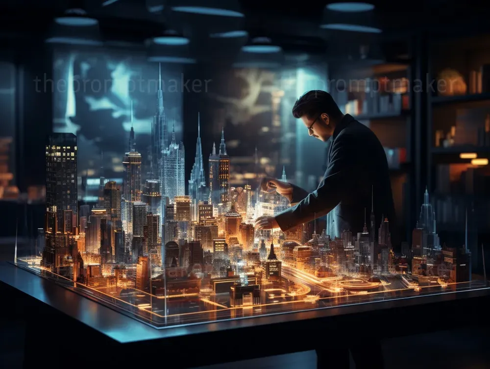 Futuristic Scenes With Holographic Style Midjourney Prompt | PromptBase